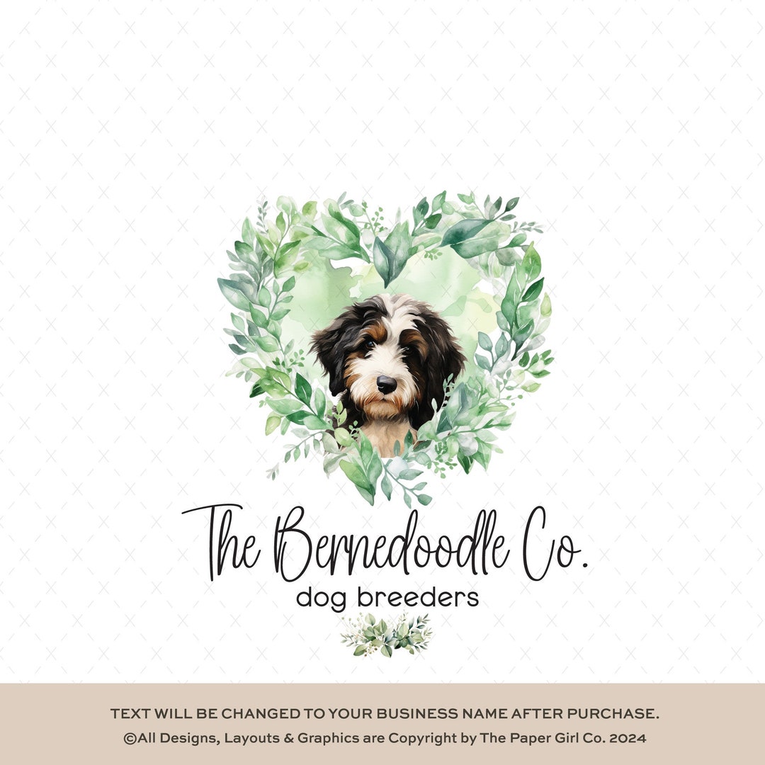 Watercolor Bernedoodle Dog Logo | Premade Pet Business Logo - Etsy