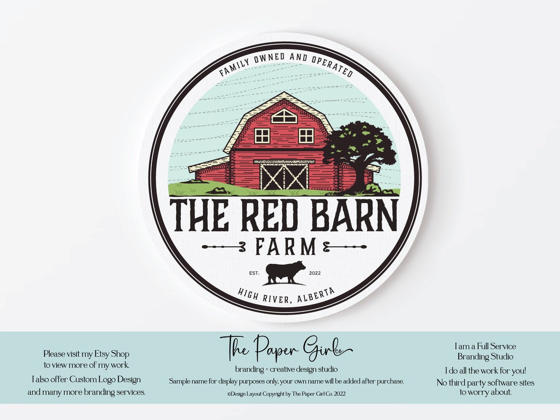 Red Barn Logo Farming Logo Ranch Logo Wedding Venue Logo - Etsy