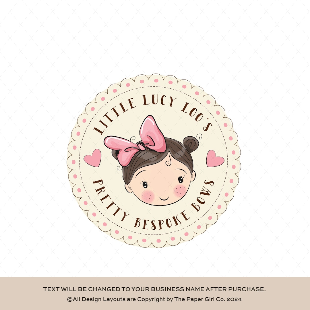 Hair Bow Logo | Ribbon Logo Design | Photography Logo | Pink and Gold ...