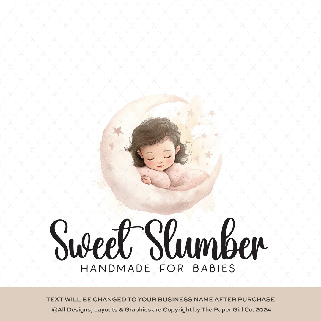 Premade Baby Boutique Logo, Sleepy Newborn Illustration, Moon and Stars ...