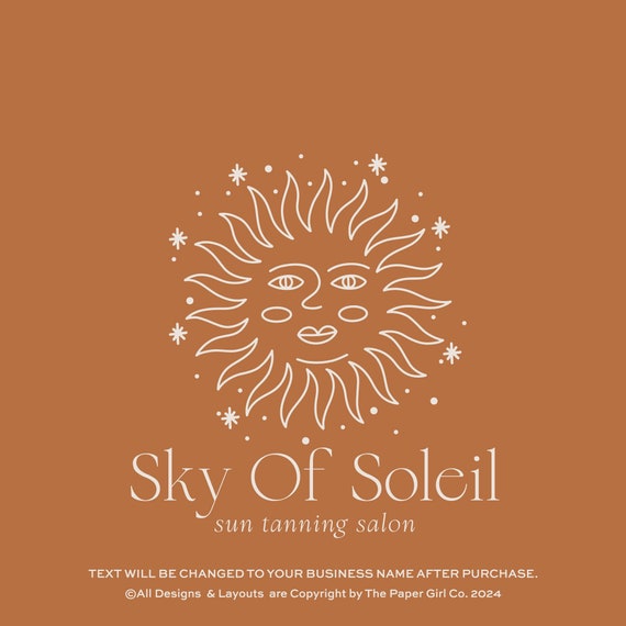 Sun Face Logo Mystical Sun Face Logo Design, Bohemian Celestial