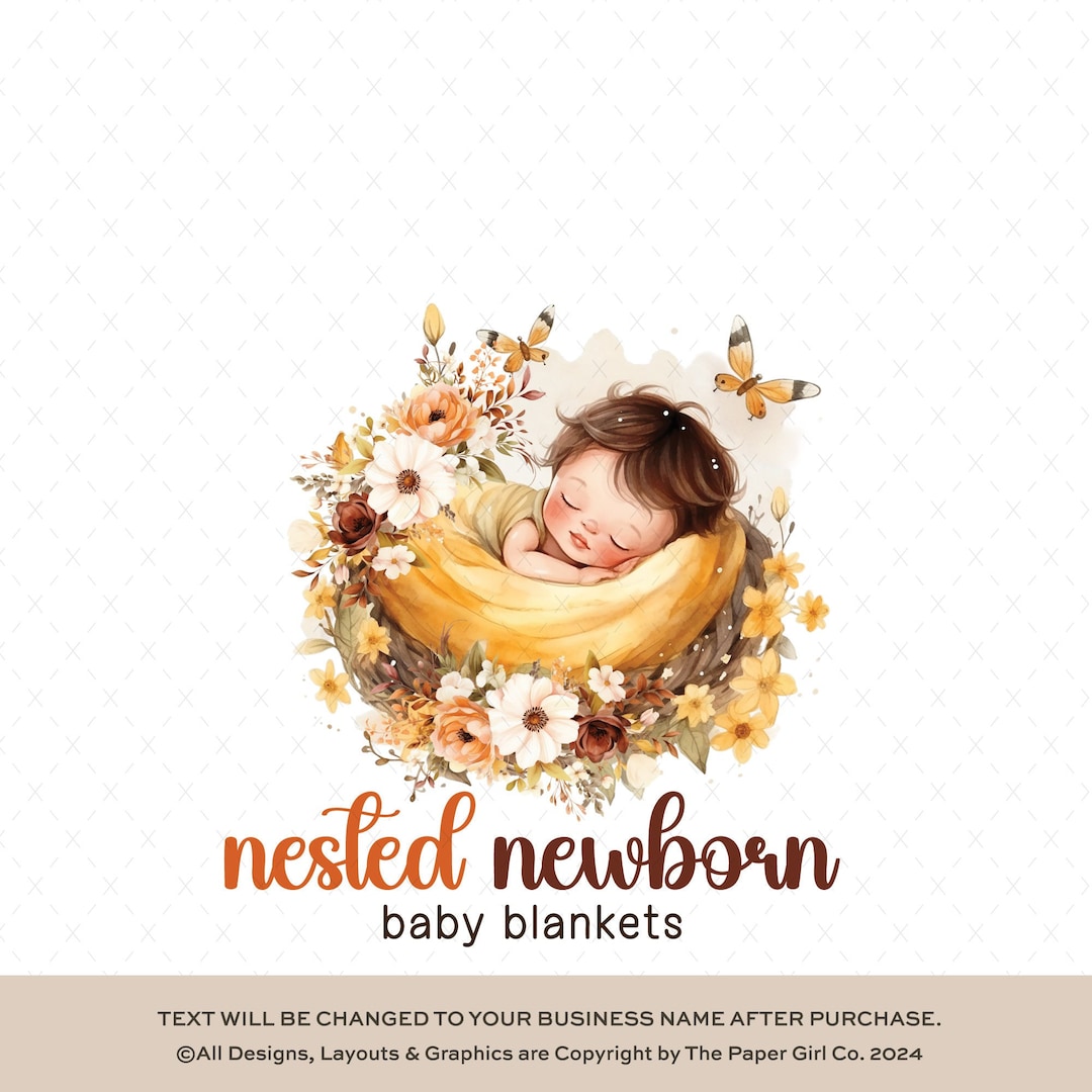 Baby Logo Design, Watercolor Nursery Branding, Newborn Logo Design ...