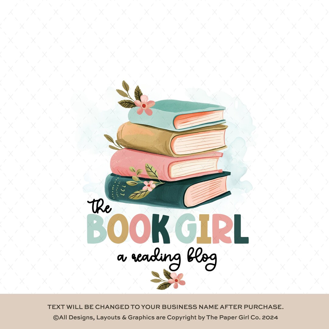 Floral Book Stack Premade Logo Design, Boutique Branding, Small ...