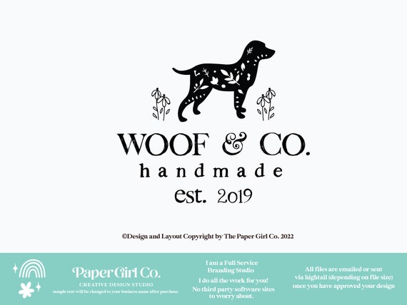 Paper & Party Supplies Paper Watermark Logo Modern Logo Premade Dog ...