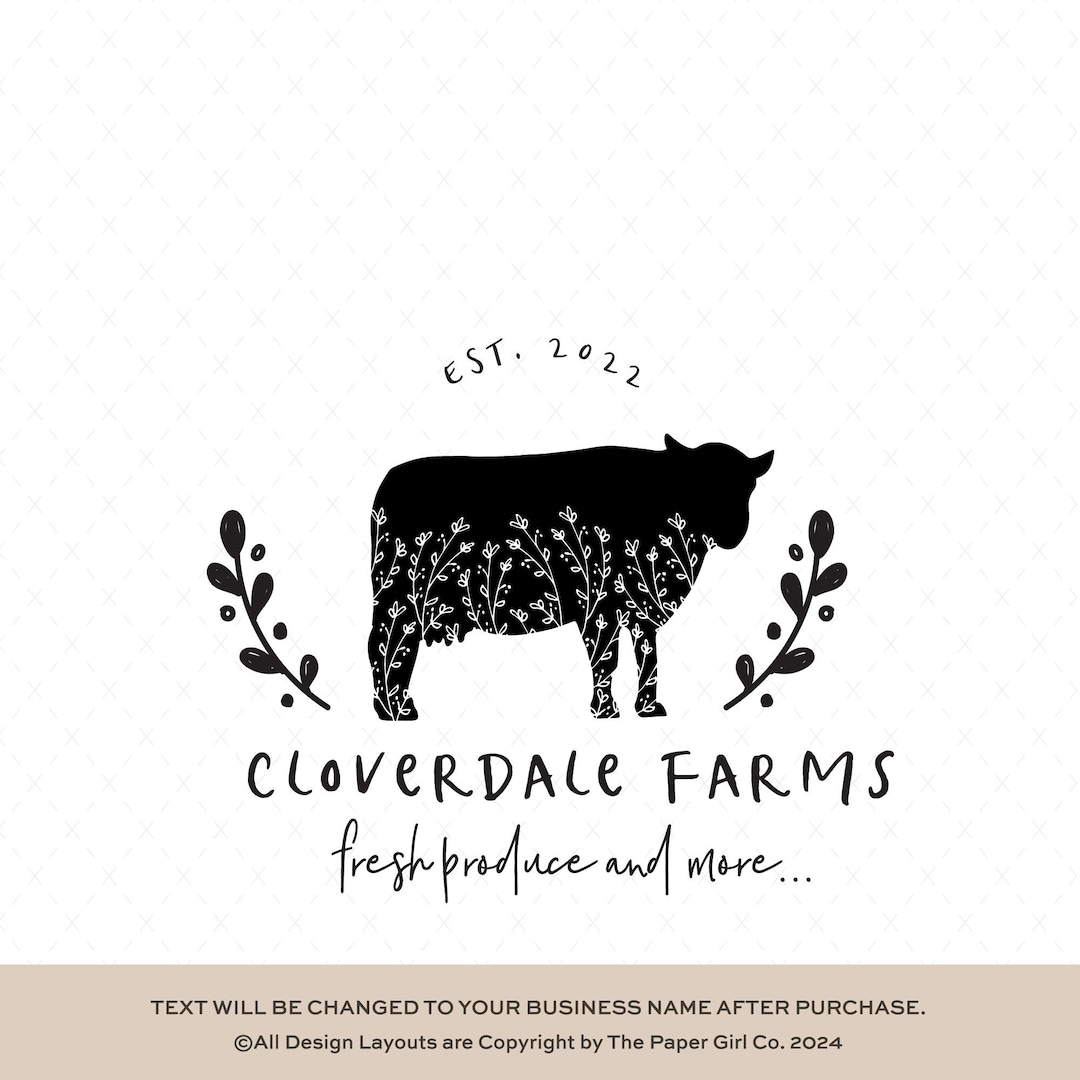 Cow Logo Design | Farming Logo | Country Logo | Barn Logo | Calf Logo ...