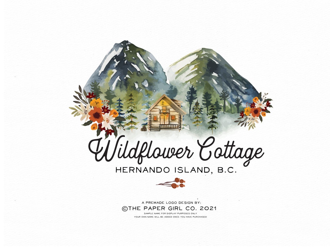 CABIN LOGO, Cottage Logo, Outdoor Logo, Rustic Logo, Premade Logo ...
