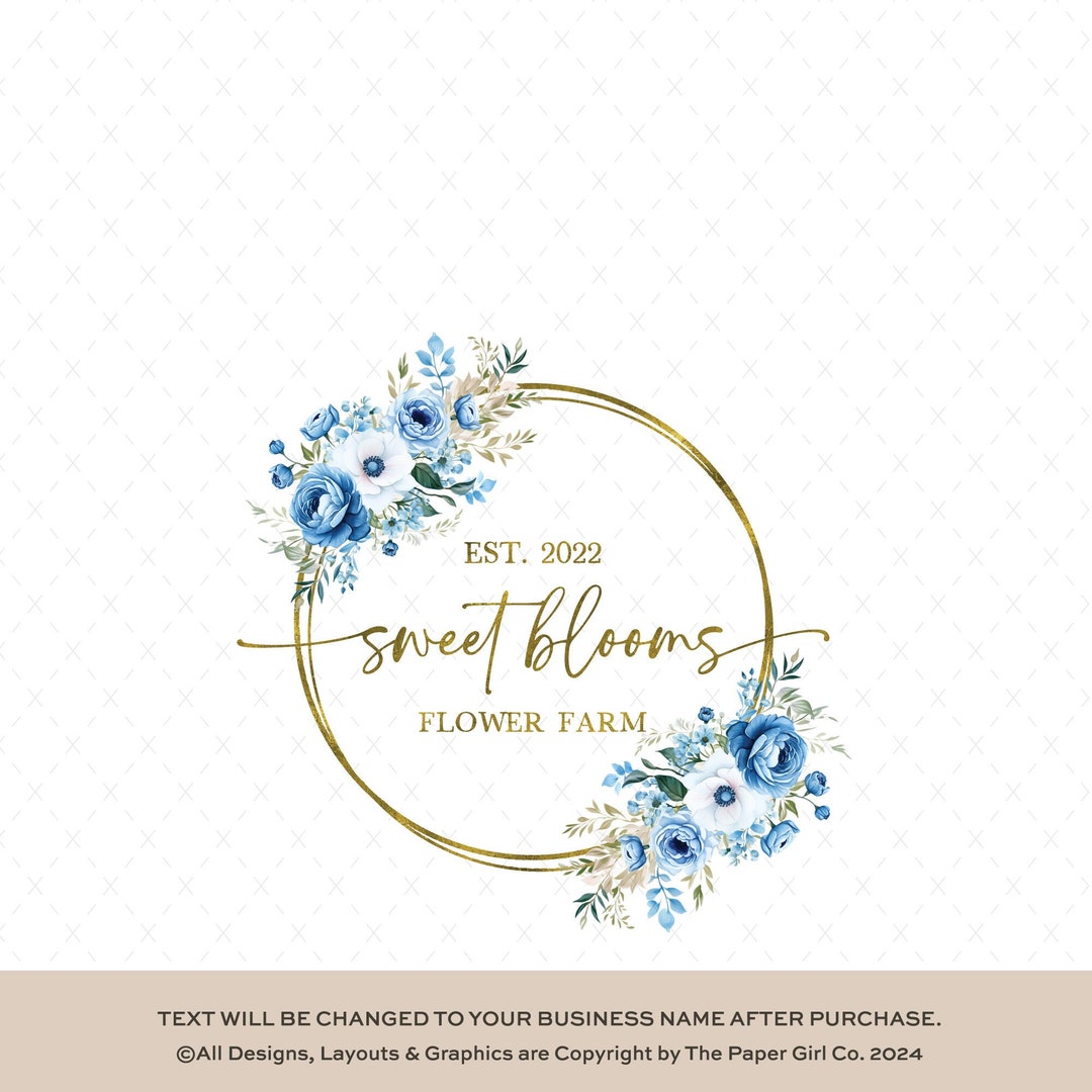 Floral Logo | Initials Logo | Premade Logo Design | Wedding Logo ...