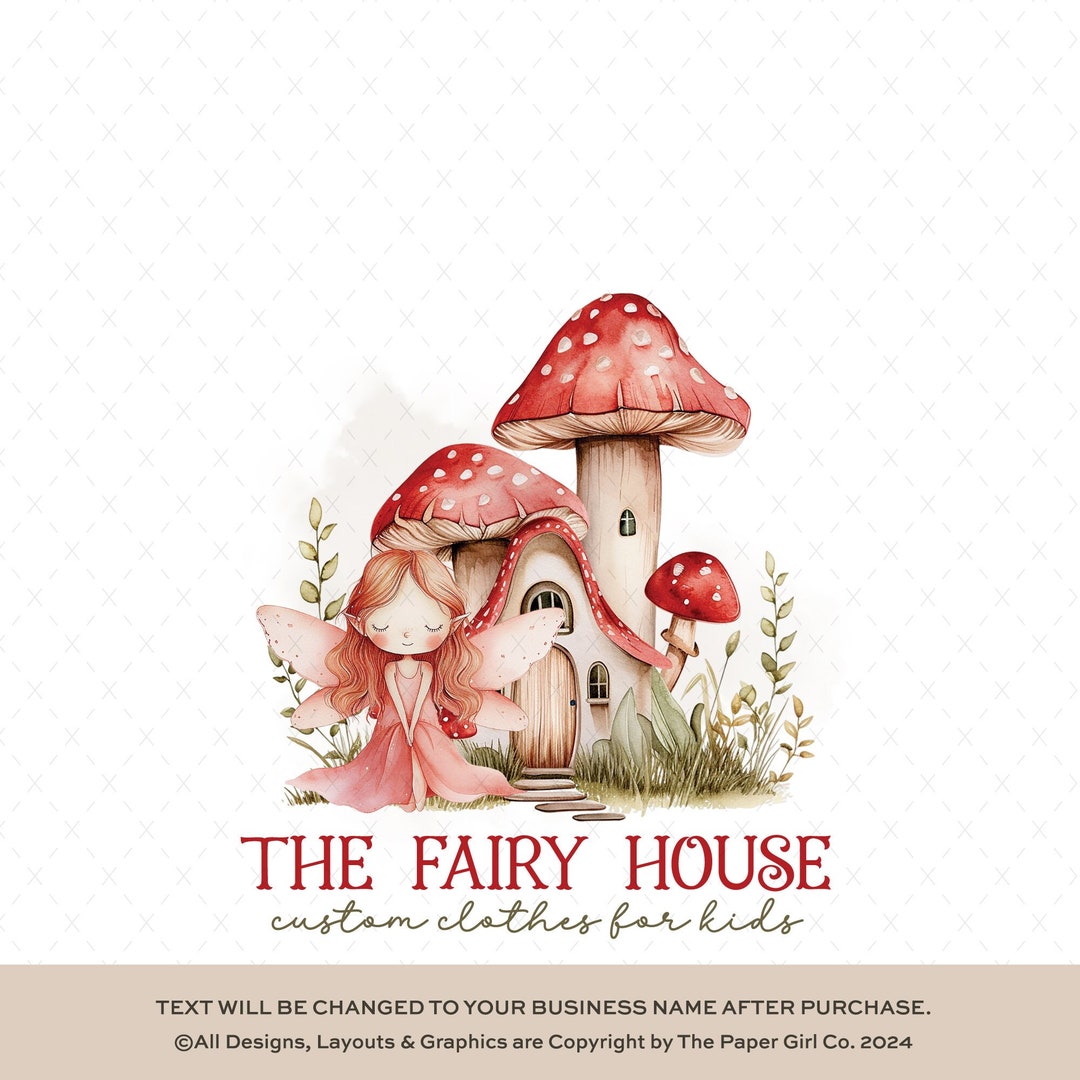 Whimsical Fairy Mushroom House Premade Logo Design, Fantasy Branding ...