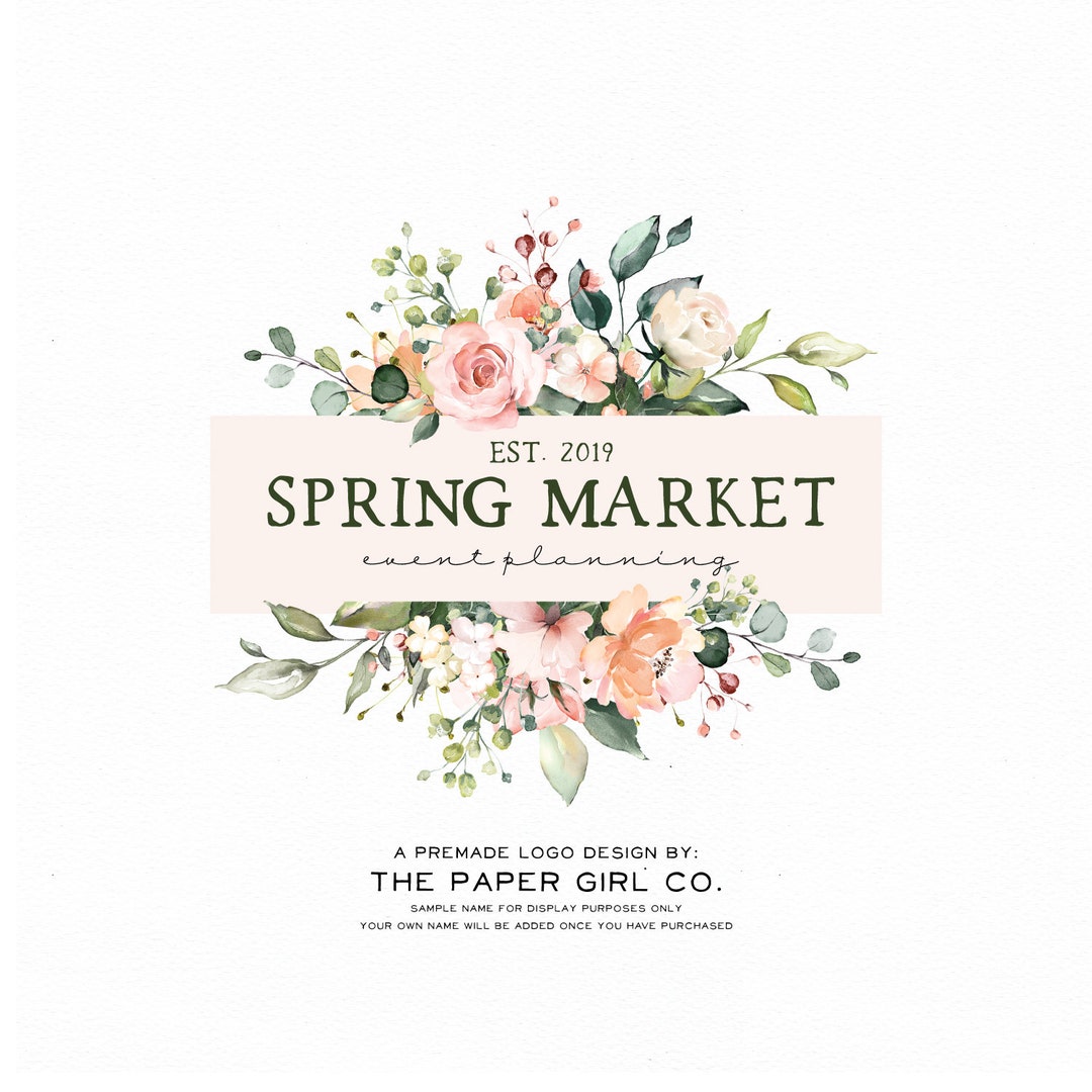 Premade Logo, Flower Logo, Floral Logo, Photography Logo, Event Planner ...