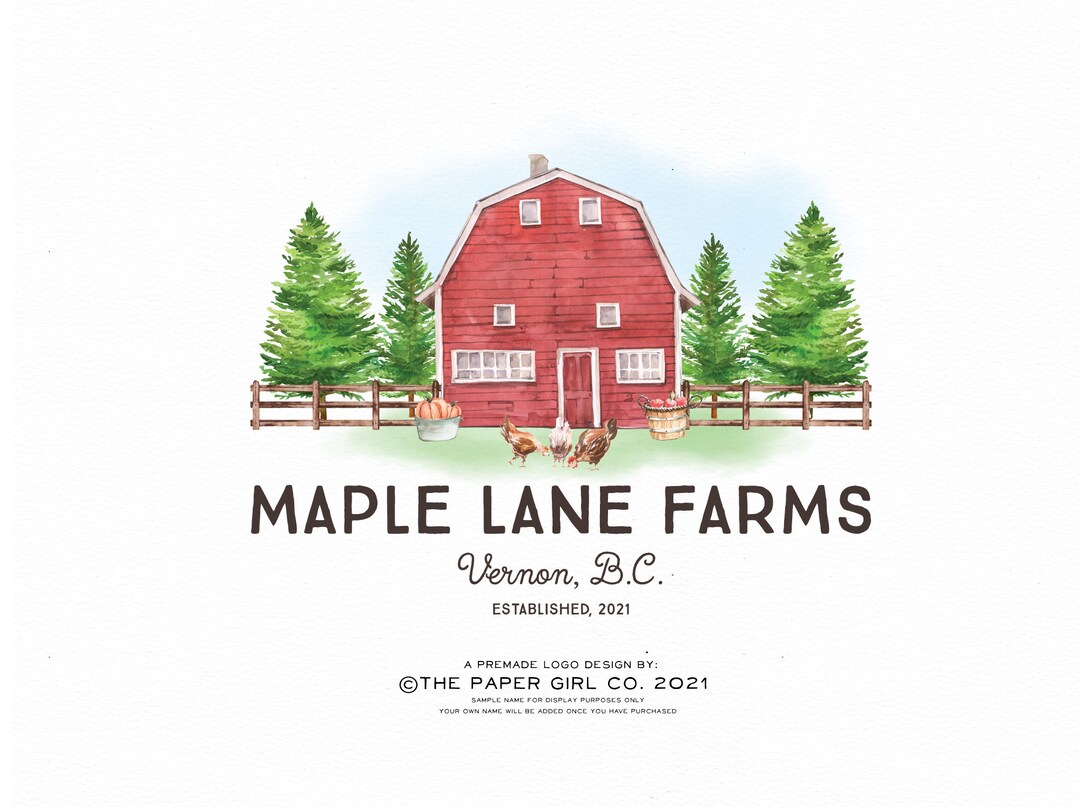 FARM LOGO, Red Barn Logo, Logo Design, Premade Logo, Cow Logo, Farm ...