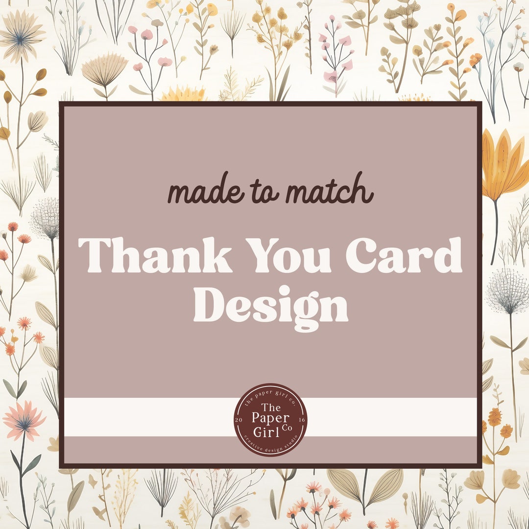 Made to Match Thank You Card Template, Post Card Design - Etsy