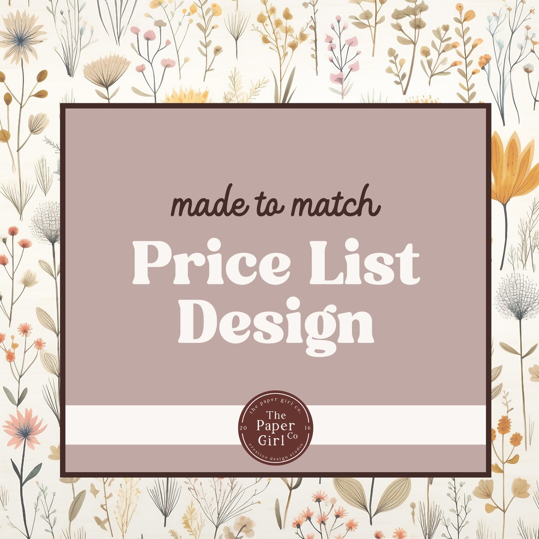 Matching Price List, Made to Match, Small Business Branding, Etsy Shop ...