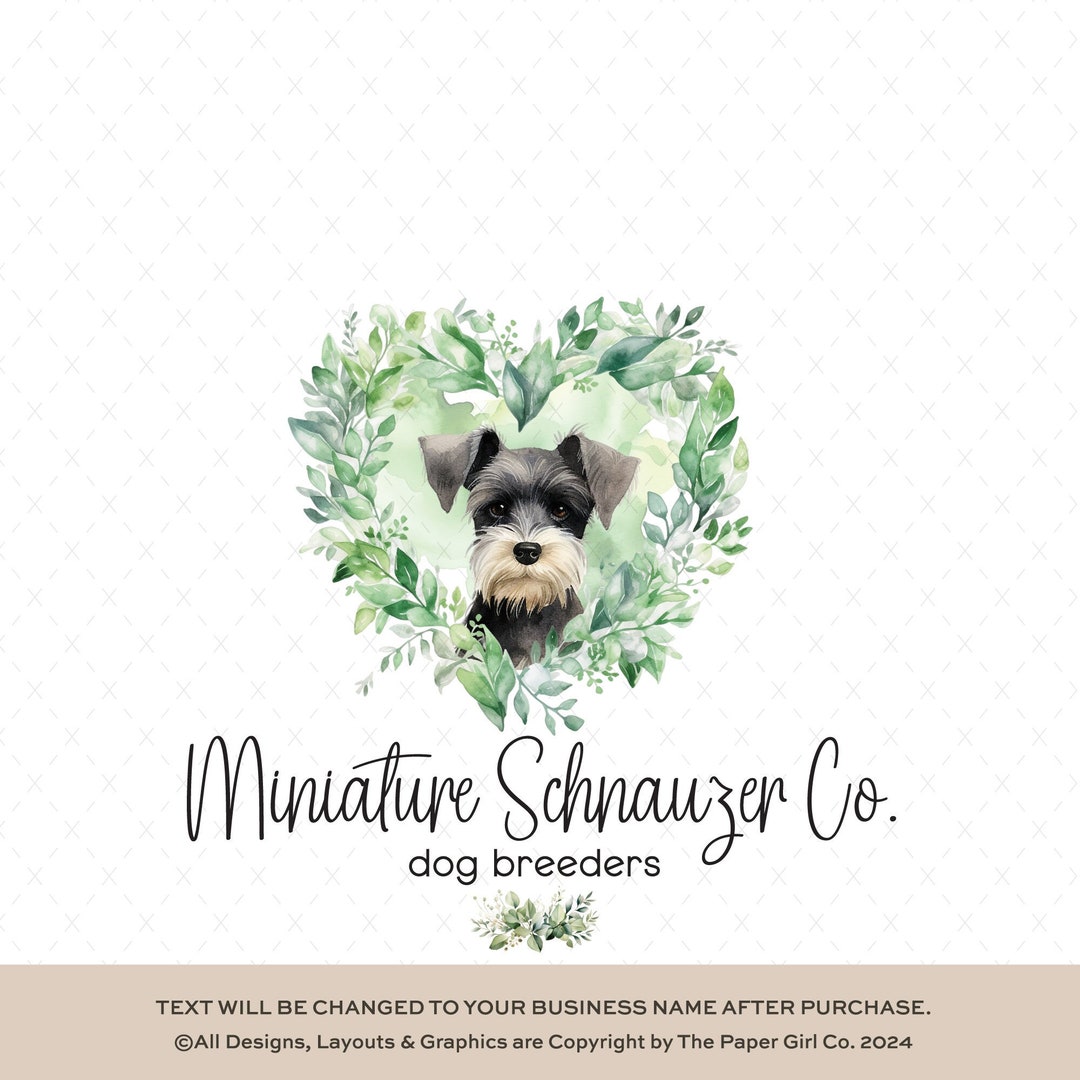 Dog Logo Design Premade Logo Design Pet Shop Logo Miniature Schnauzer ...