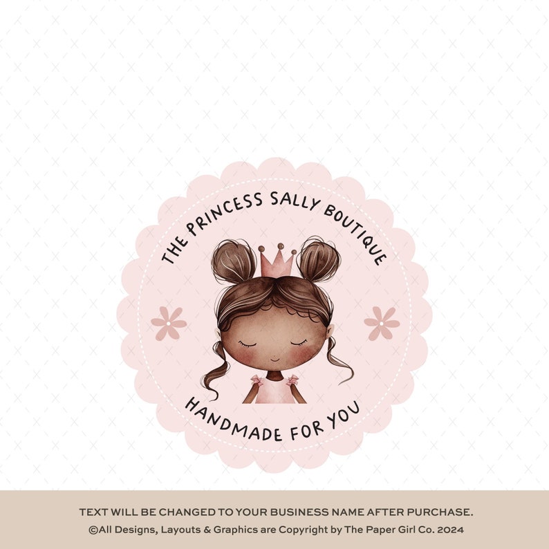 Premade Princess Logo Design, Cute Watercolor Princes Logo, Children's ...