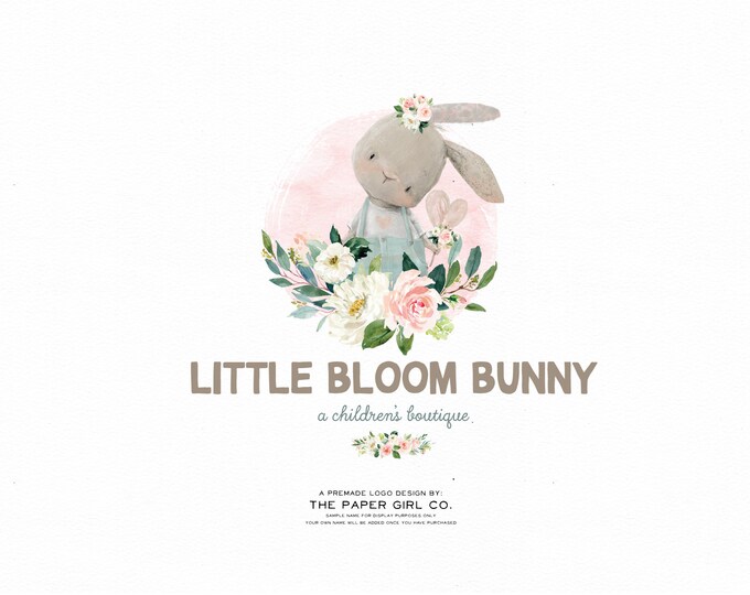 Rabbit Logo-bunny Logo-cottontail Logo-animal Logo-kids Logo-watercolor ...
