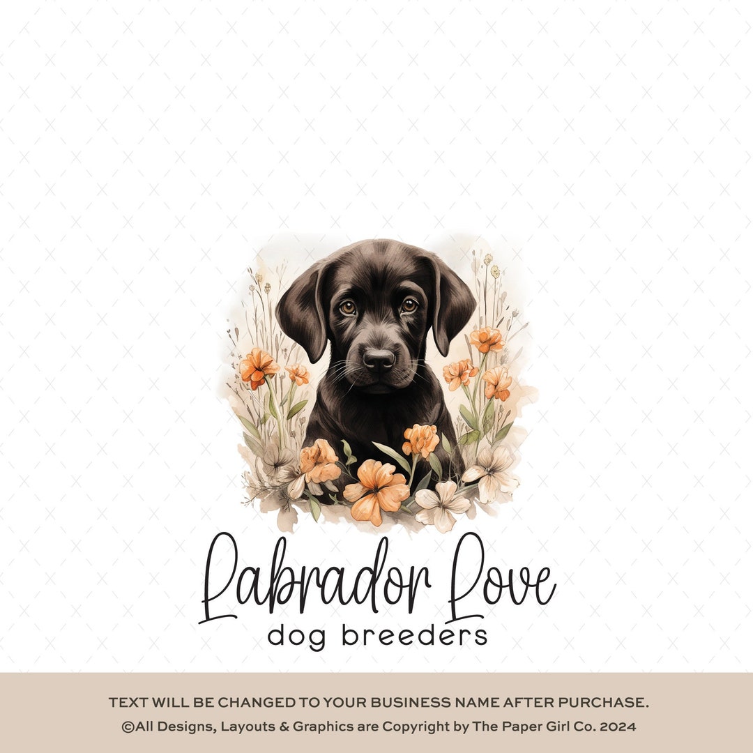 Premade Black Labrador Puppy Logo, Pet Illustration for Business ...