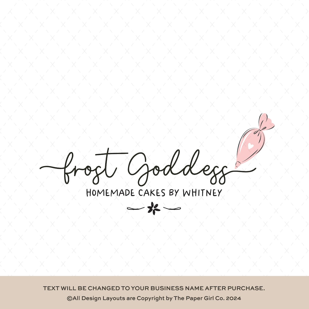 Bakery Premade Logo Design, Minimalist Piping Bag Logo, Elegant ...