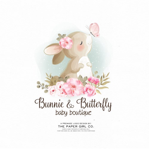 Bunny Logo Rabbit Logo Baby Logo Children's Logo - Etsy