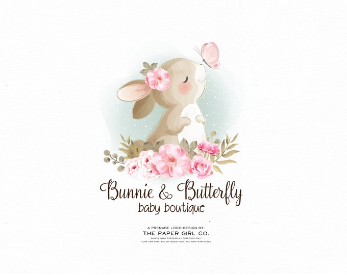 Rabbit Logo-bunny Logo-cottontail Logo-animal Logo-kids Logo-watercolor ...