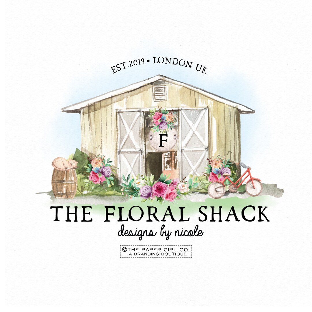 Cottage Logo, Shed Logo, Rustic Shed Logo, Farmhouse Logo, Premade Logo ...