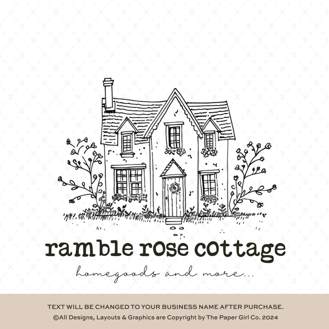 Hand-drawn Cottage Logo, Premade Minimalist House Branding - Etsy
