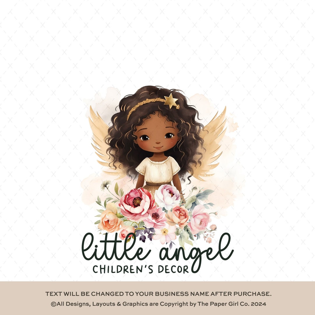 Cute Angel Logo Design, Premade Business Logo for Kids Boutique ...