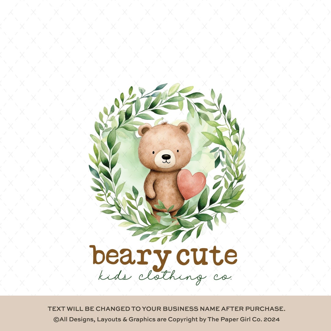 Teddy Bear Logo | Photography Logo | Baby Logo | Custom Logo | Woodland ...