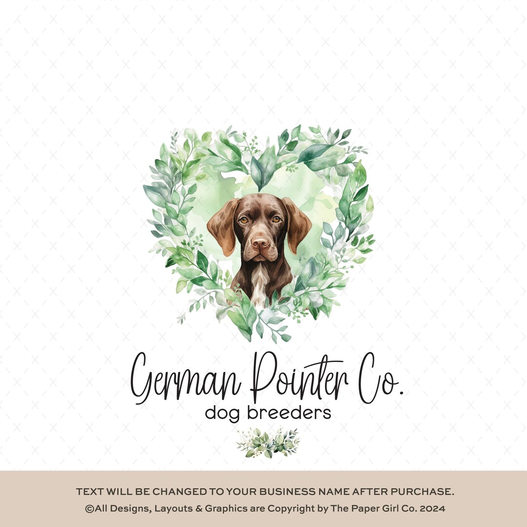Watercolor German Pointer Dog Logo | Premade Pet Business Branding - Etsy