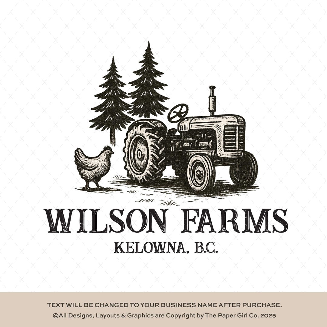 Vintage Farm Logo Design, Premade Farmhouse Logo for Small Business ...