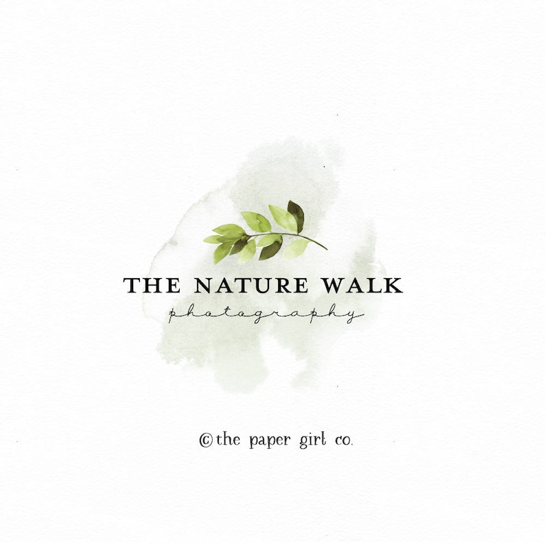 Leaf logo greenery logo premade logo photography logo | Etsy