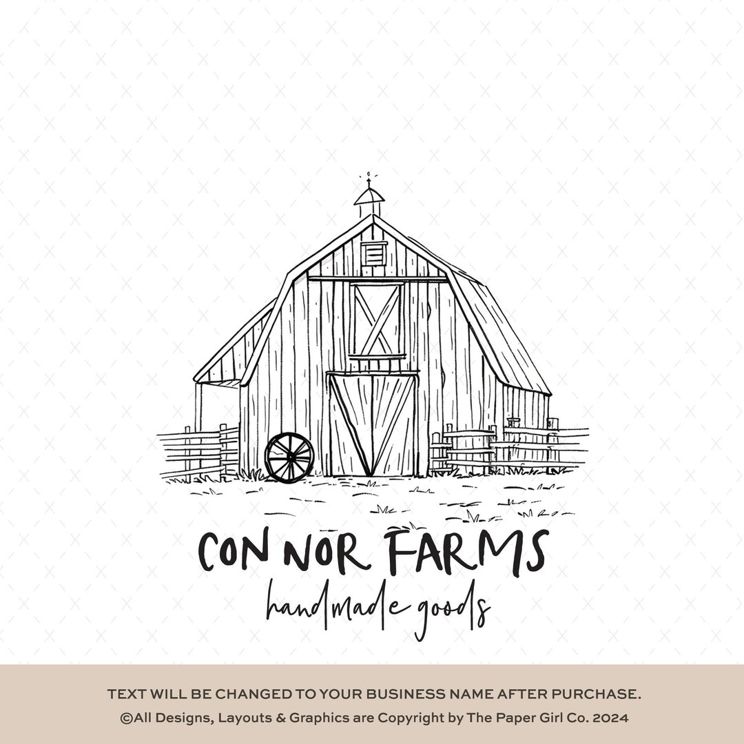 Rustic Farmhouse Barn Logo Design, Premade Country Barnyard Business ...