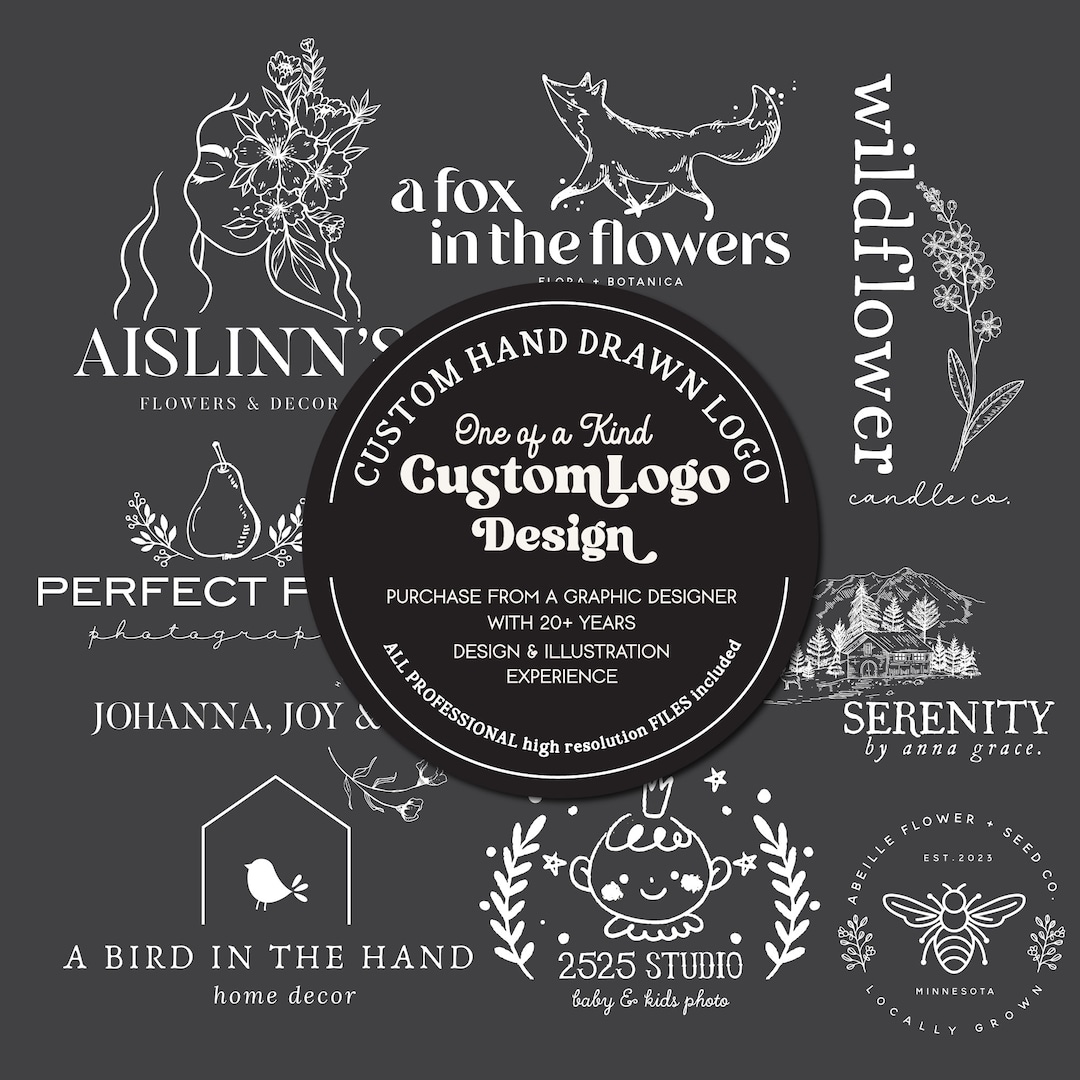 Custom Hand Drawn Logo, Logo Design, Logo Design Custom for Business ...