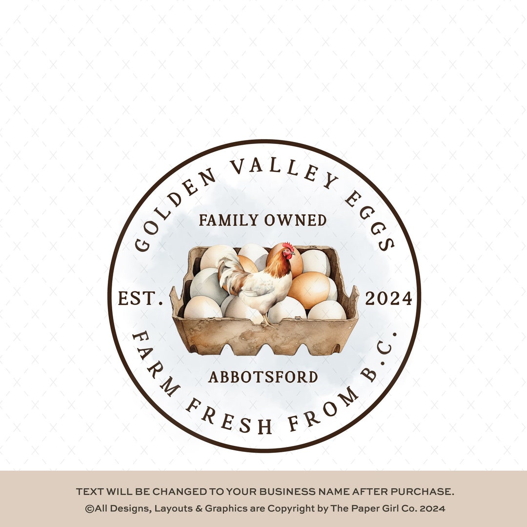 Rustic Farm Fresh Egg Logo, Premade Chicken Branding, Small Business ...