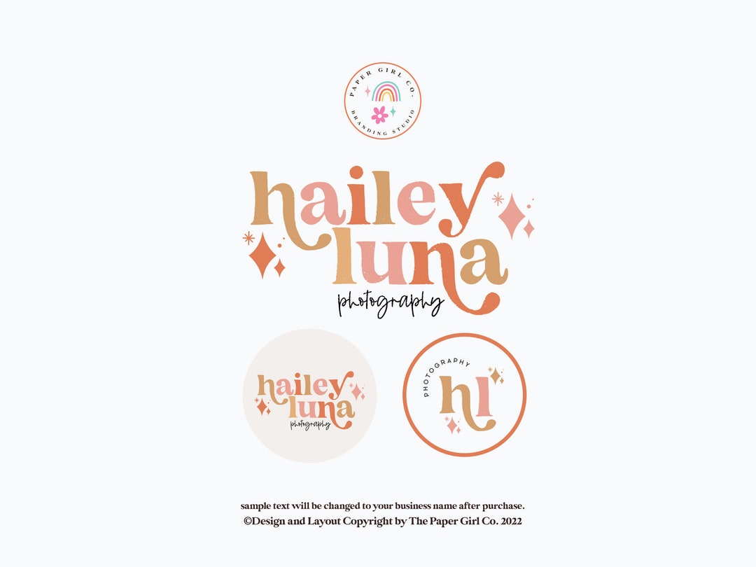 Boho Logo, Retro Logo, Cosmic Logo, Star Logo, Boutique Logo, Modern ...