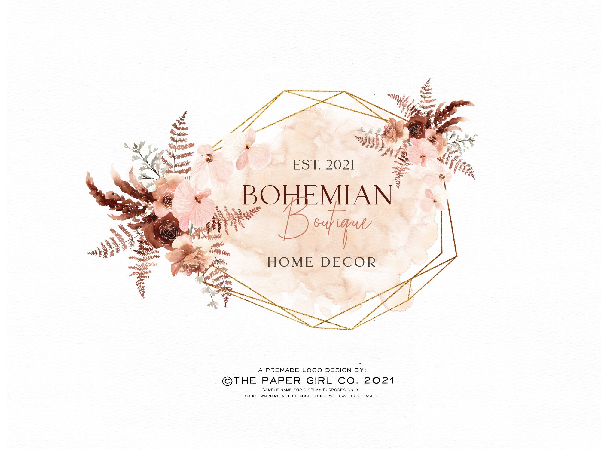 Bohemian Logo Design Boho Logo Design Pampas Grass Logo | Etsy