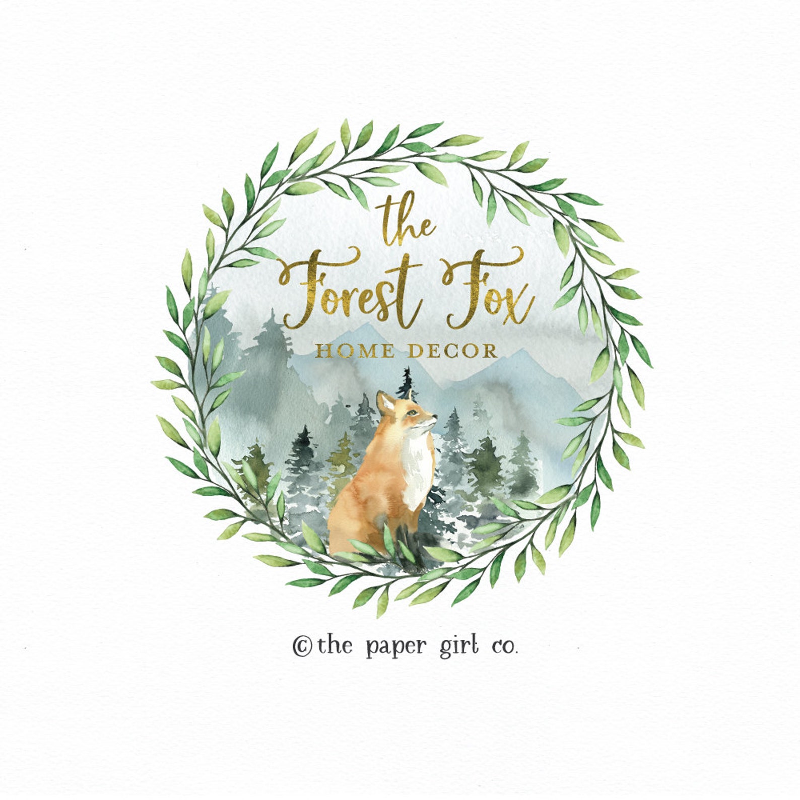 Fox Logo Forest Logo Woods Logo Nature Logo Pine Tree Logo Premade Logo ...