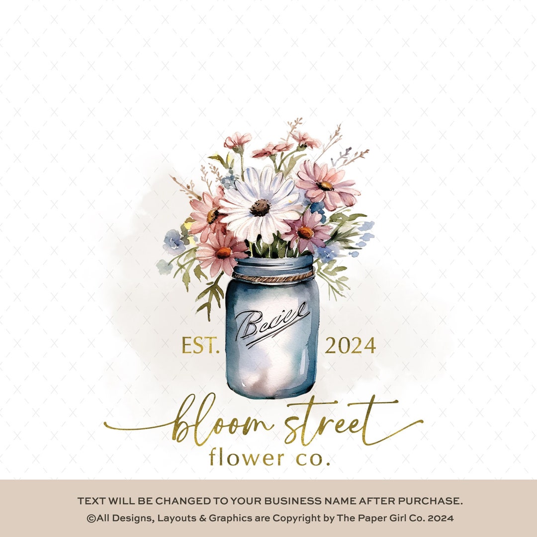Floral Logo | Logo Design | Boho Logo | Rustic Logo | Watermark Logo ...
