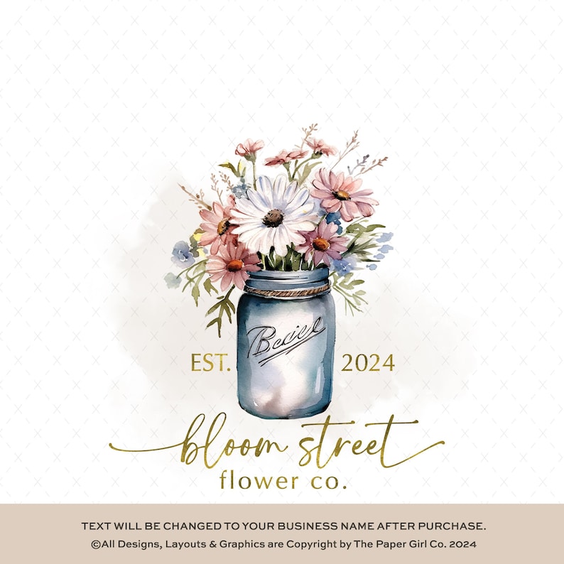 Floral Logo | Logo Design | Boho Logo | Rustic Logo | Watermark Logo ...