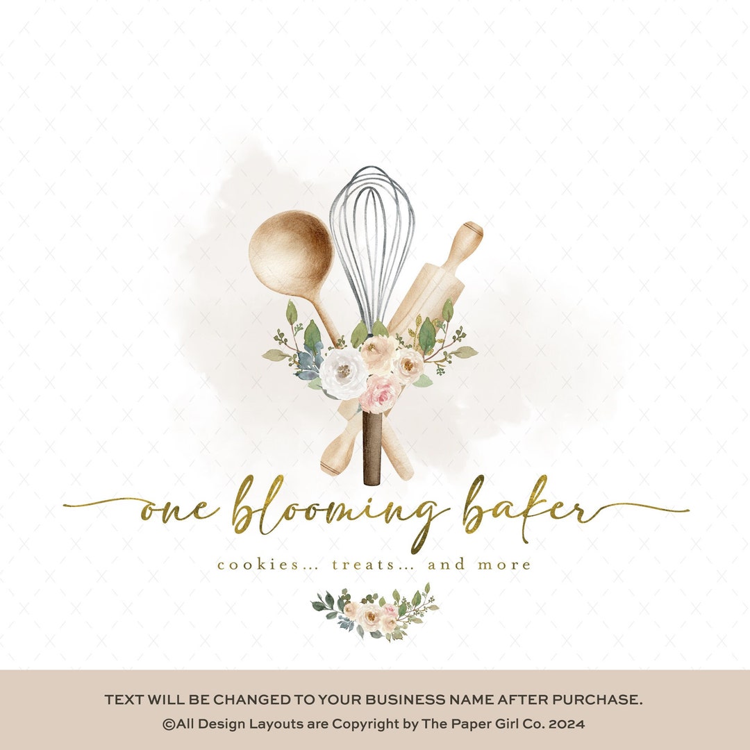 Baking Logo, Bakery Logo, Food Logo, Wooden Spoon Logo, Whisk Logo ...