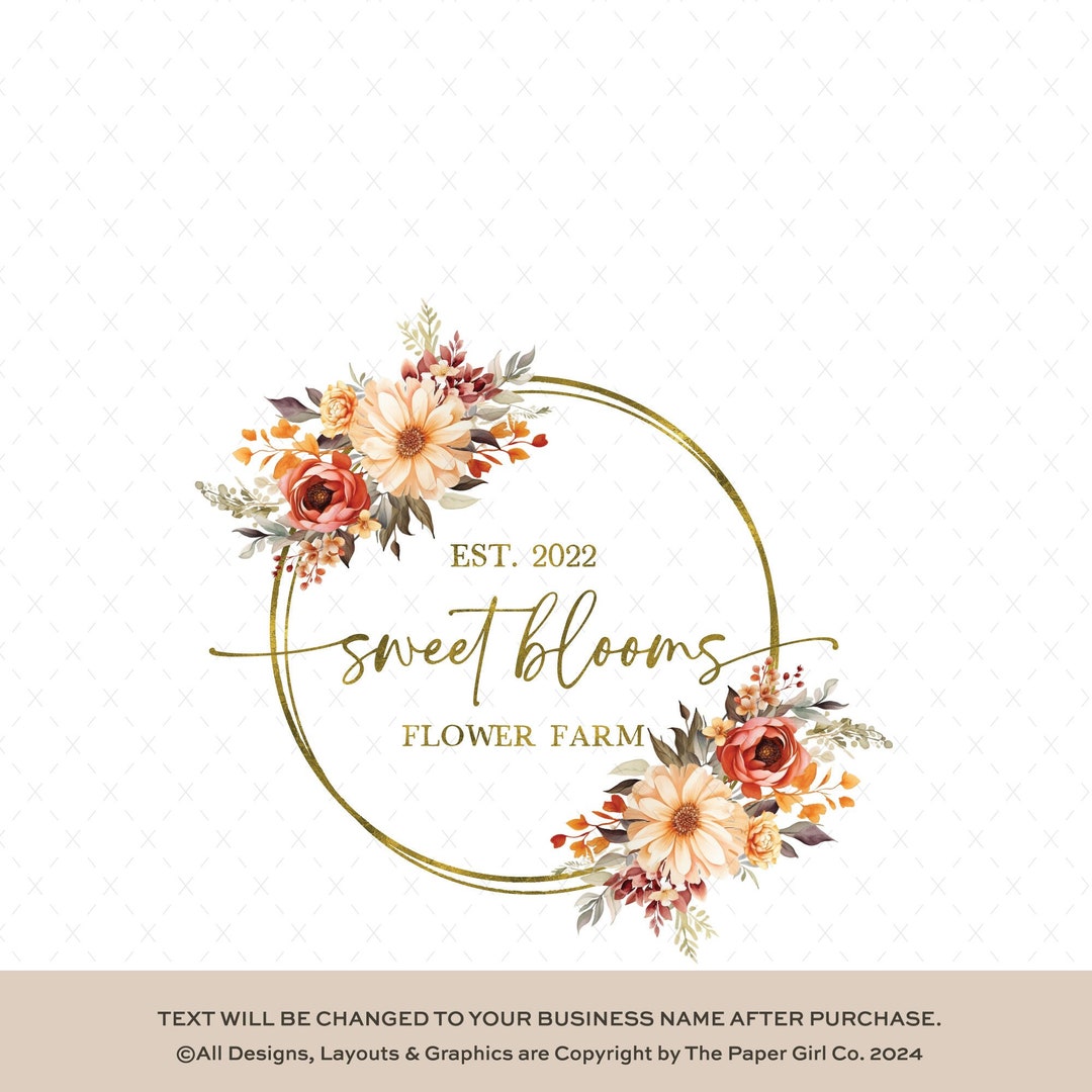 Boutique Logo | Rustic Logo | Watercolor Floral Logo | Florist Logo ...