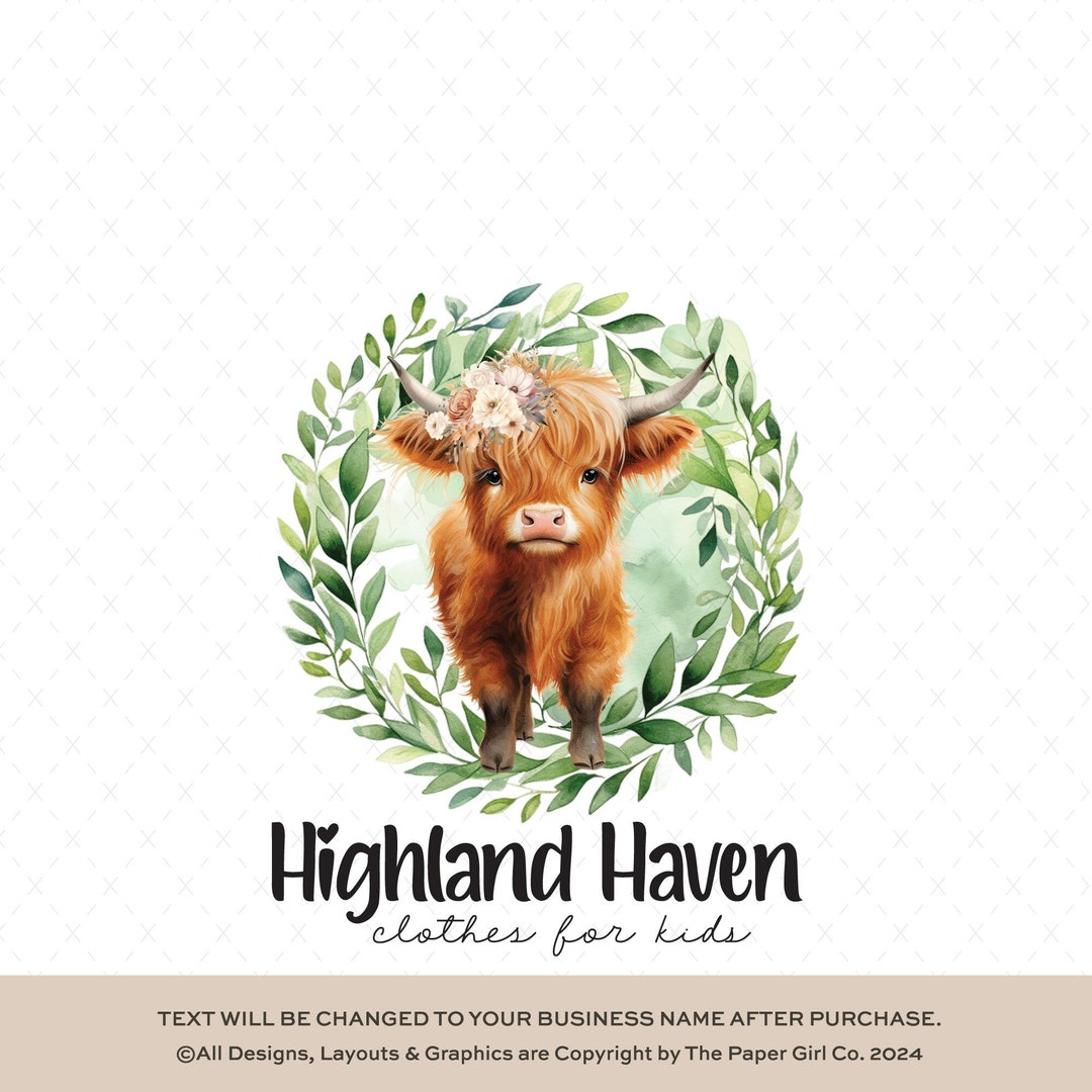 Highland Cow Logo | Boutique Branding | Dairy Logo | Farm Logo | Calf ...