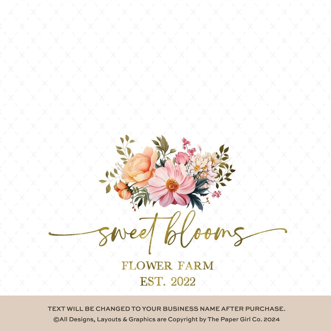 Floral Logo | Boho Logo | Rustic Logo | Watermark Logo | Flower Logo ...