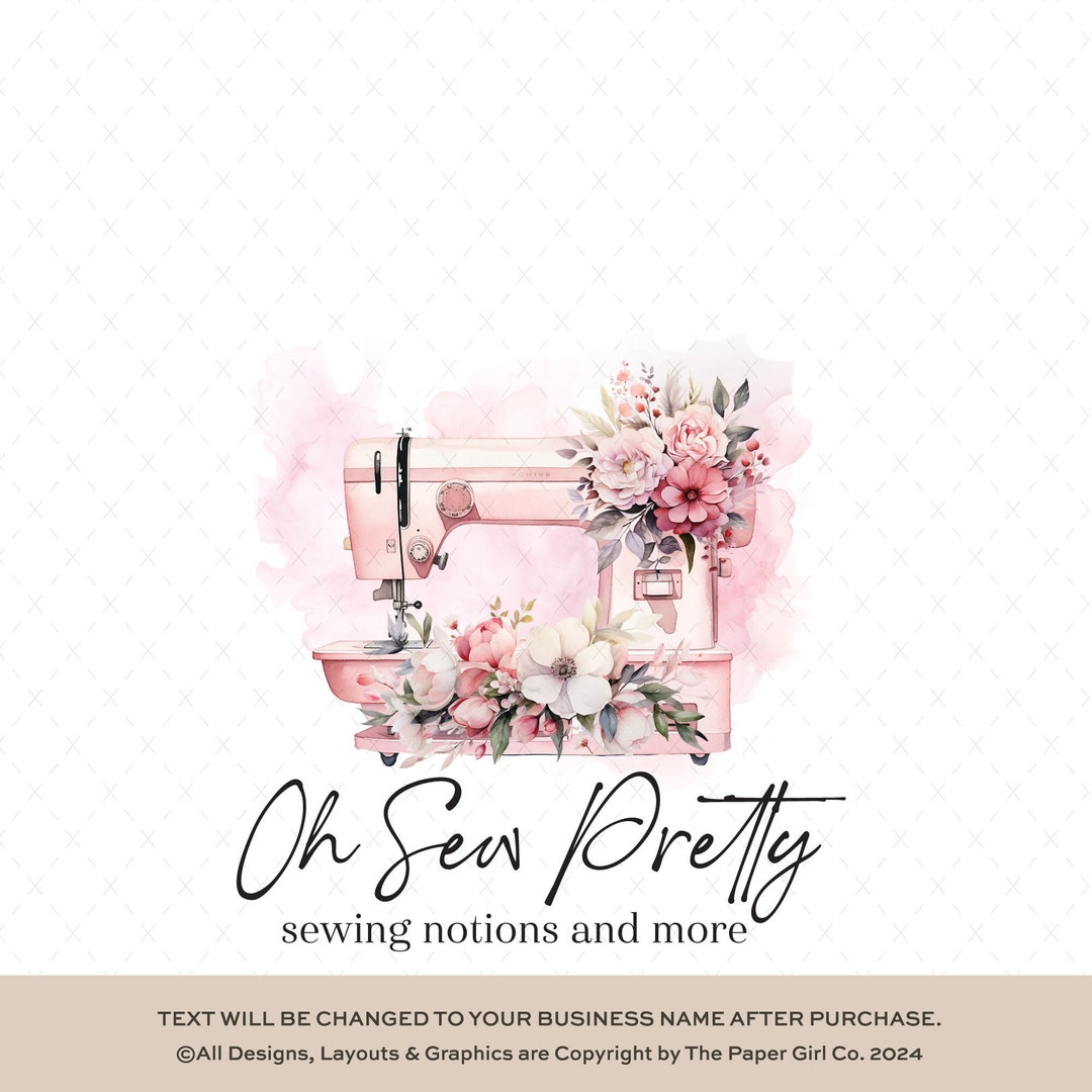 Sewing Logo | Seamstress Logo | Editable Craft Shop Logo | Watercolor ...