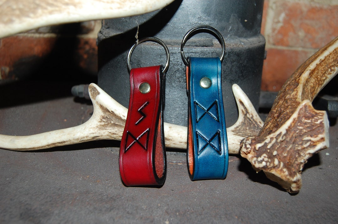 Key Ring Leather Keyring Leather Key Fob Runic Alphabet Nordic Viking ...