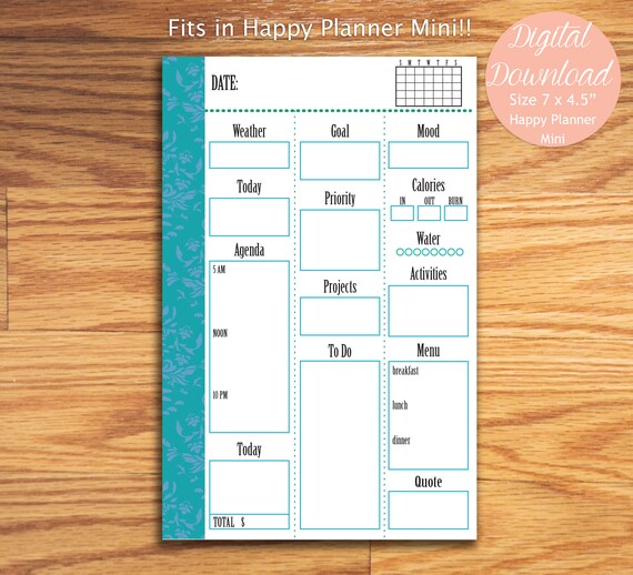 Daily Organizer Happy Planner Inserts Happy Planner | Etsy