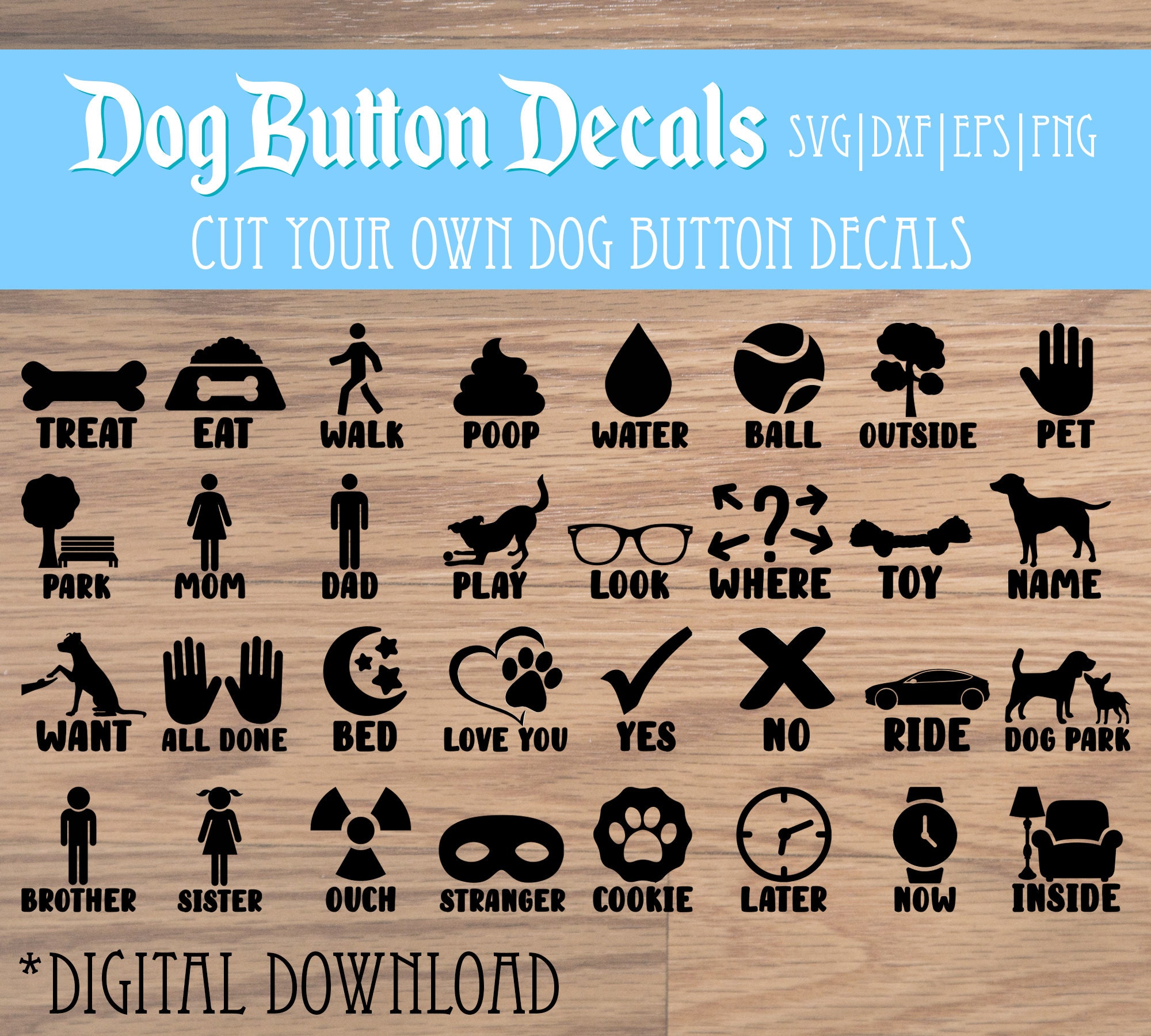 Cut Your Own Decals for Dog Training Buttons SVG - Etsy Australia