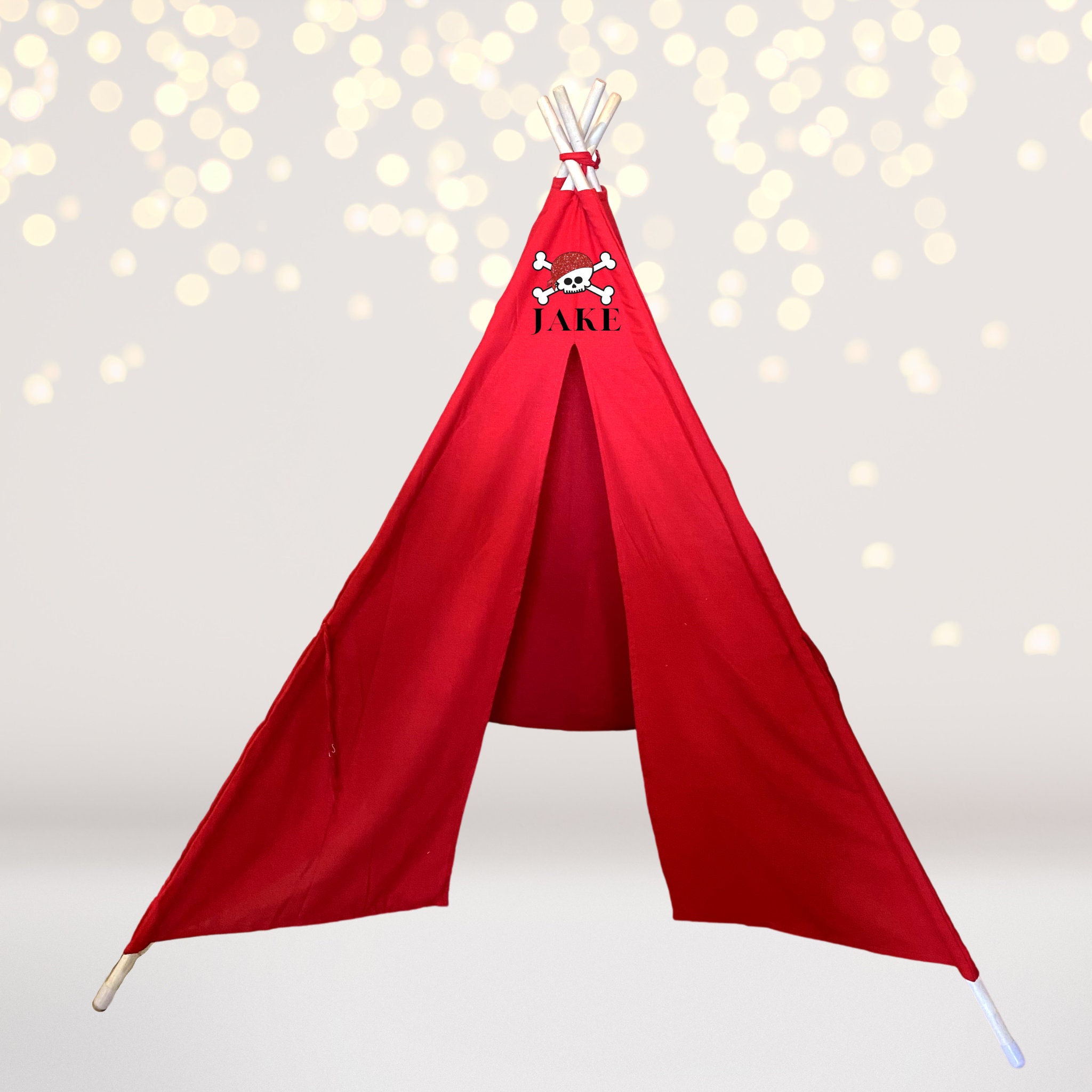 Personalized Red Kids Play Teepee Tent Red Play Tee Pee Fort - Etsy