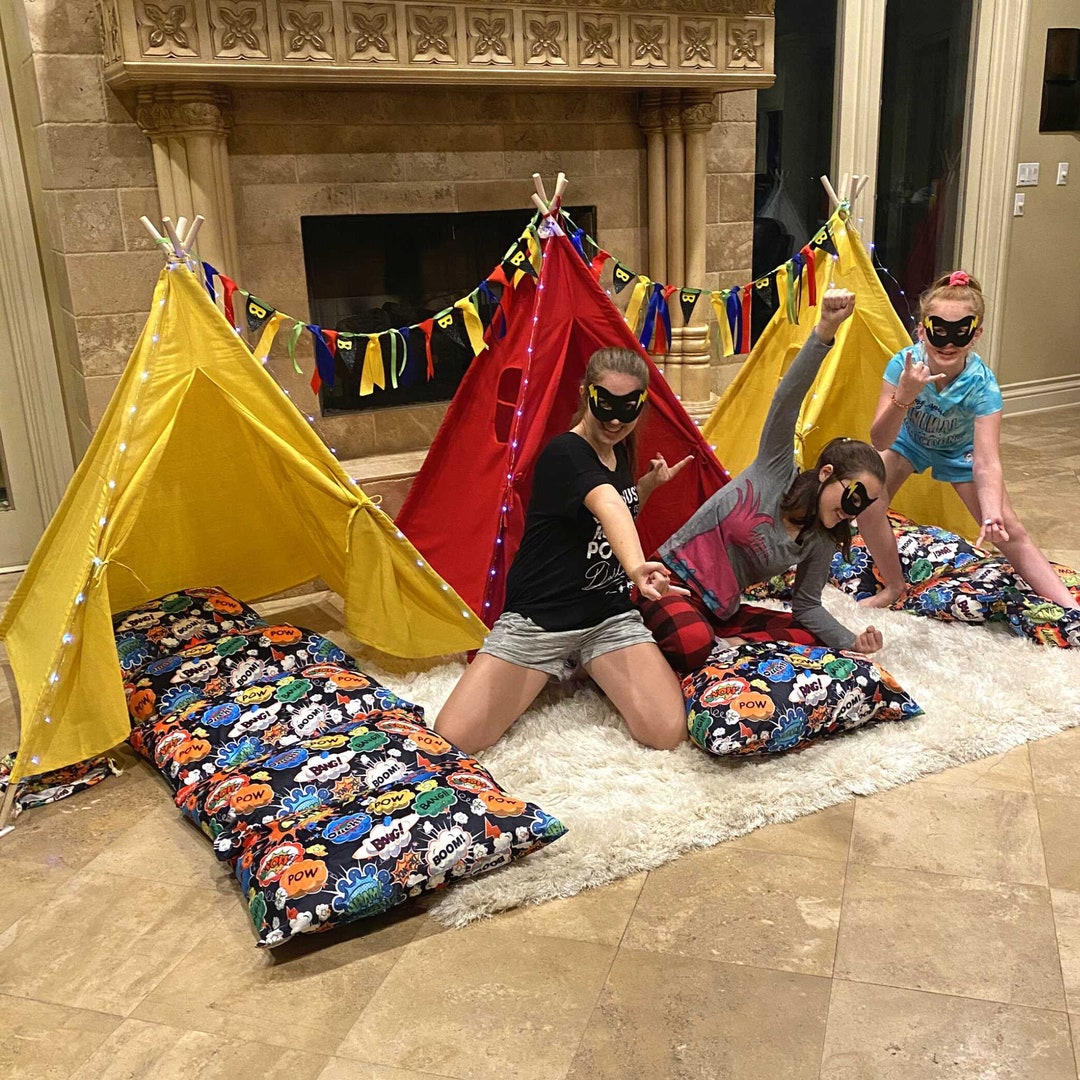 Super Hero Teepee Tent Sleepover Party - Ultimate Birthday Party in a ...