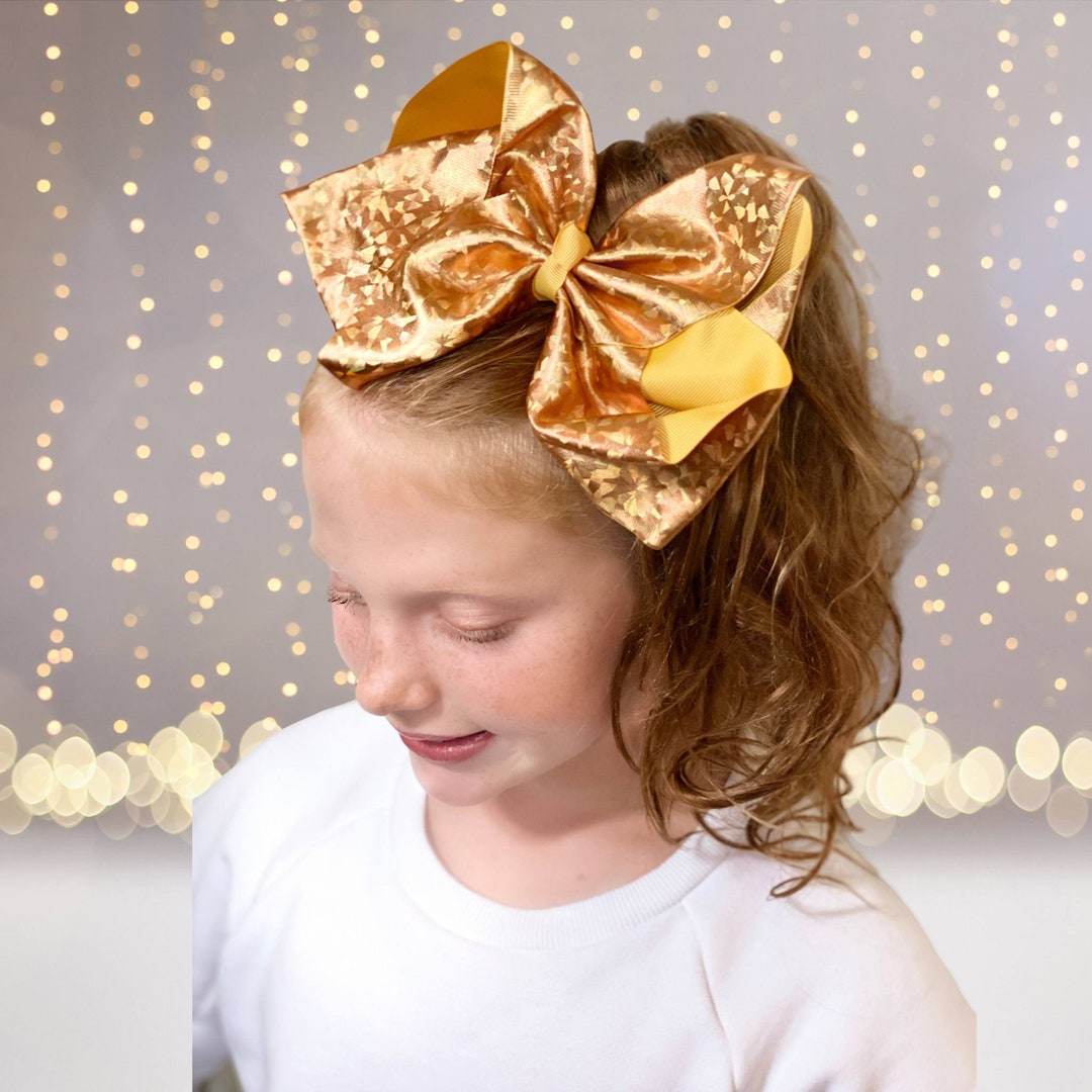 Girls 8 Inch Metallic Grosgrain Boutique Hair Bow on Alligator Clip - Etsy