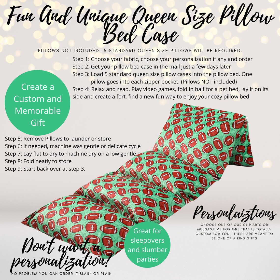 Football Teepee Tent Slumber Party In a Box Football Birthday | Etsy